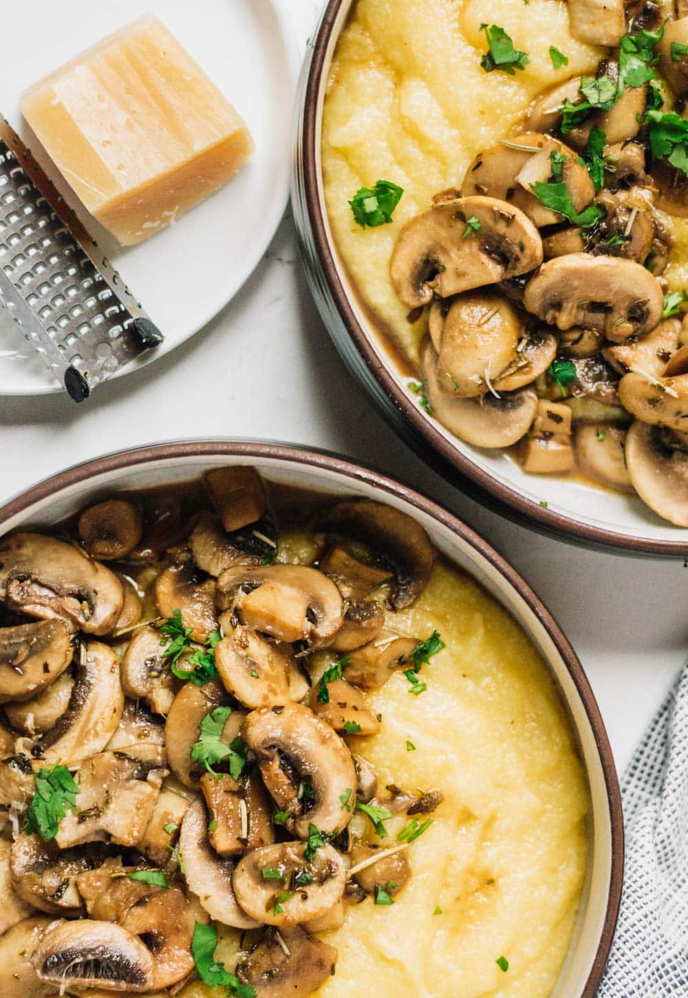 Creamy Polenta with Herbed Mushrooms - Gina Gibson